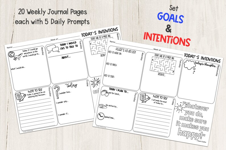 Weekly Student Journal: Daily Intentions Workbook (digital Download) - Etsy