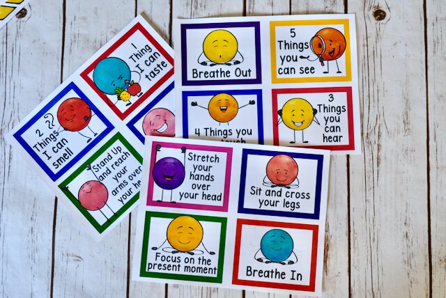 Calm Down Station: Classroom Decor, Grounding Technique Cards (3 PDF ...