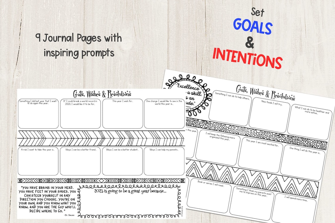 Printable New Year's Journal for Kids Guided Activity Pages for ...