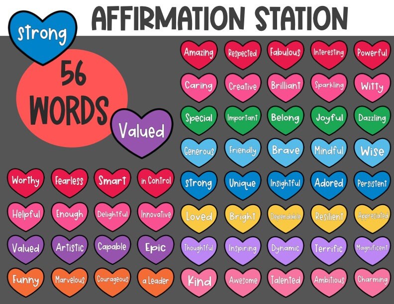 Heart Affirmation Station valentine's Day Classroom Bulletin mirror ...