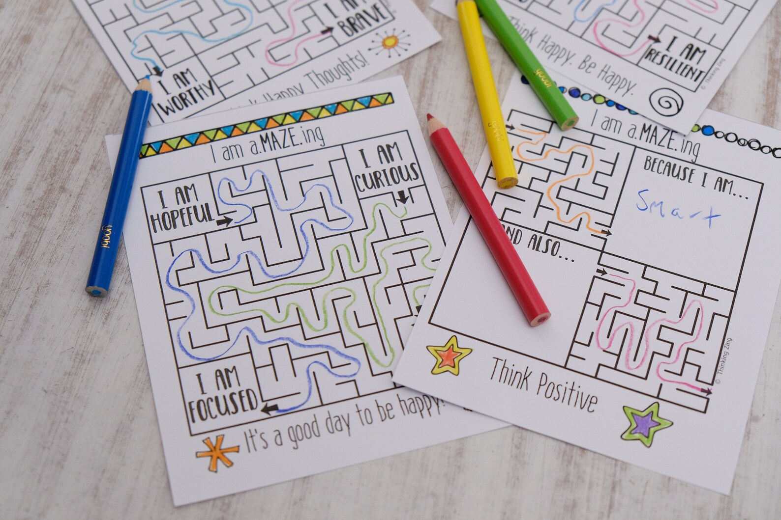 Affirmation Printable Mazes, Positive Thinking and Mindfulness Activity ...