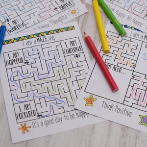 Affirmation Printable Mazes, Positive Thinking and Mindfulness Activity ...