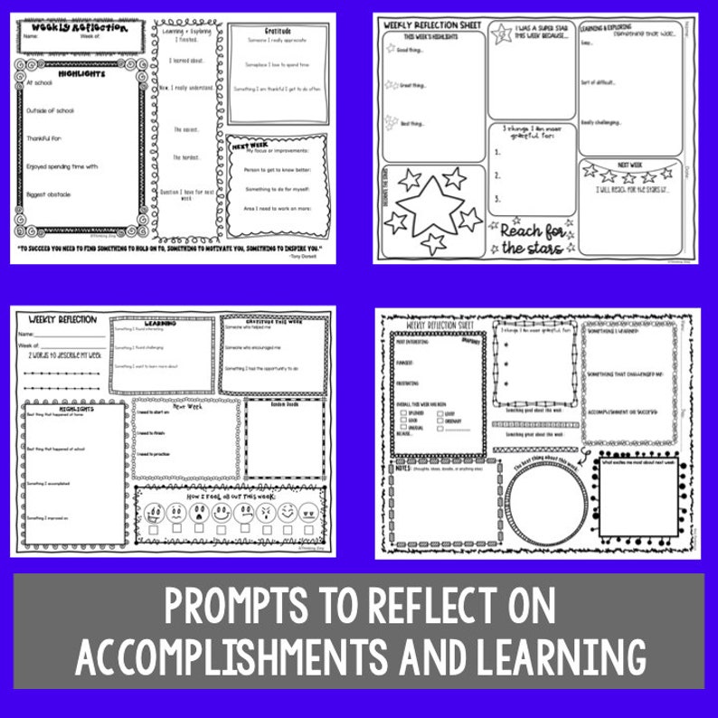 Weekly Learning Reflection Sheets - Weekly Exit Tickets - Mindfulness ...
