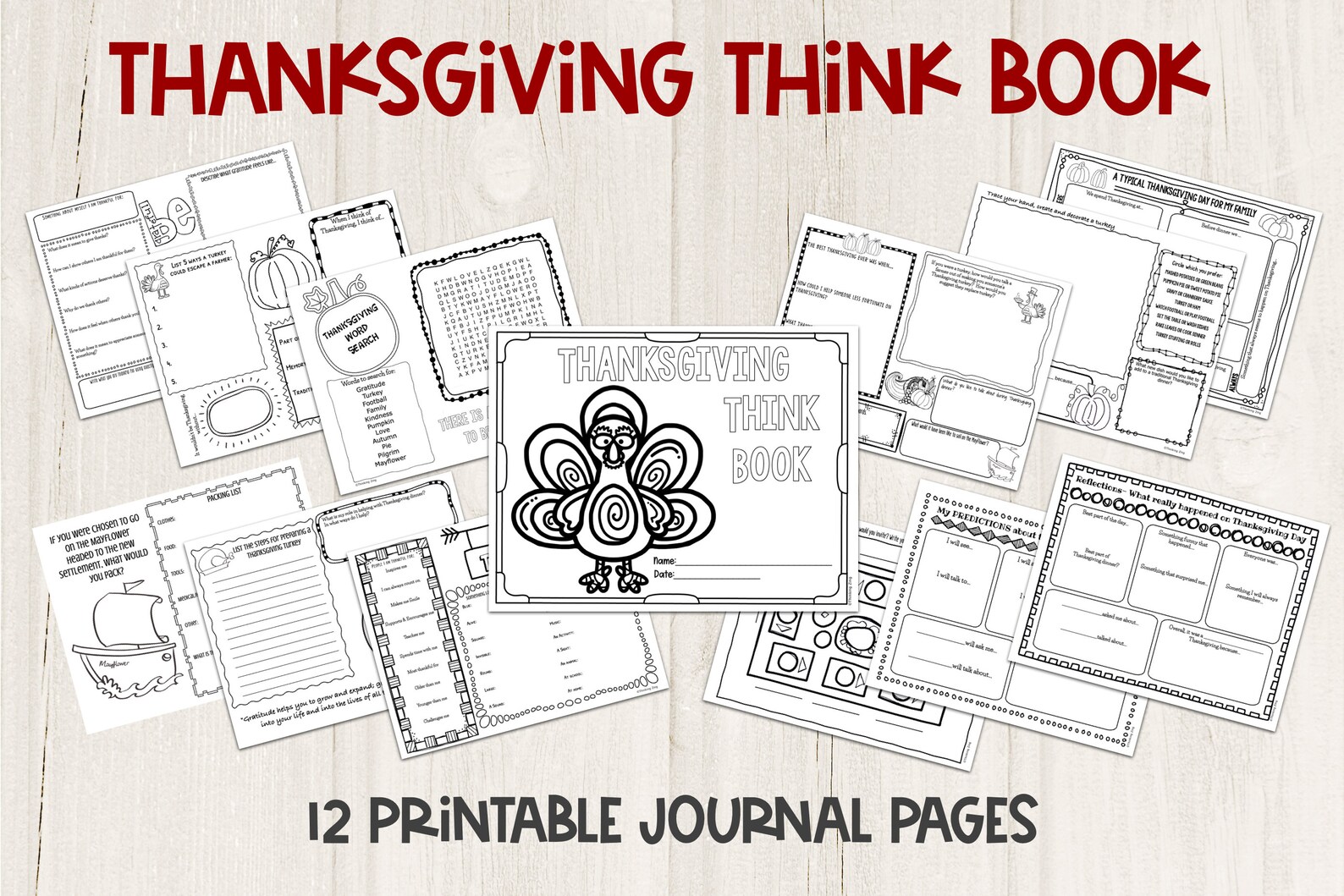 Thanksgiving Journal for Kids Printable Activity Pages for Inspiring ...