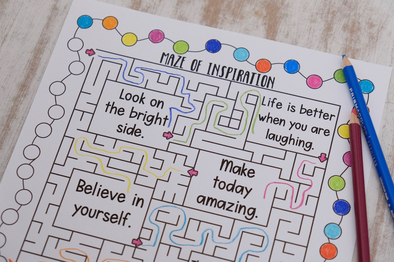 Affirmation Printable Mazes, Positive Thinking and Mindfulness Activity ...