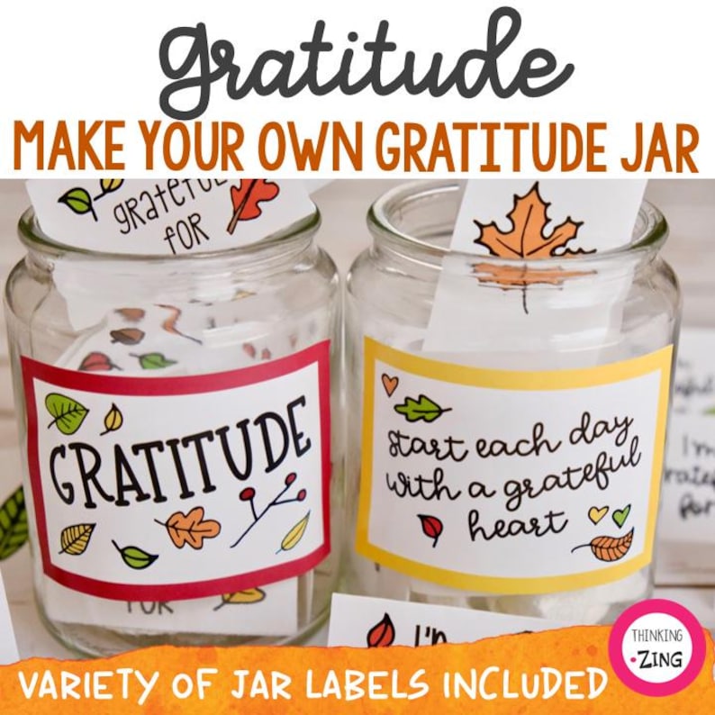 Fall Gratitude Jar Craft: Thanksgiving Family Activity (digital ...