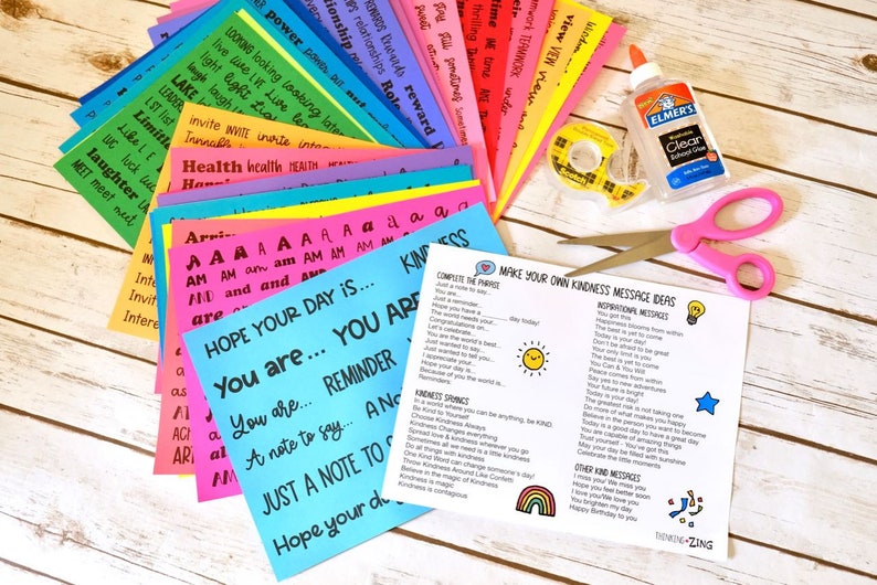 Kindness Cards Project: 600+ Printable Inspirational Words (PDF Pattern ...