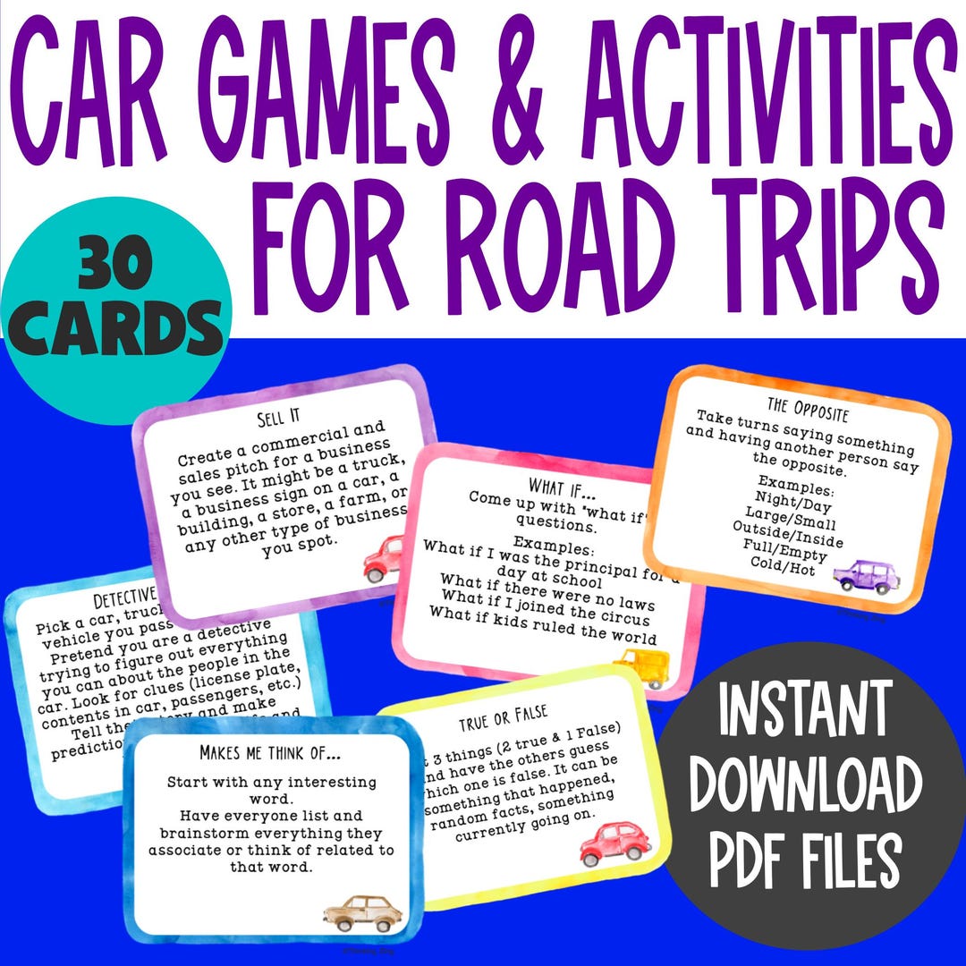 Road Trip Games: 30 Car Activity Cards (digital Download) - Etsy
