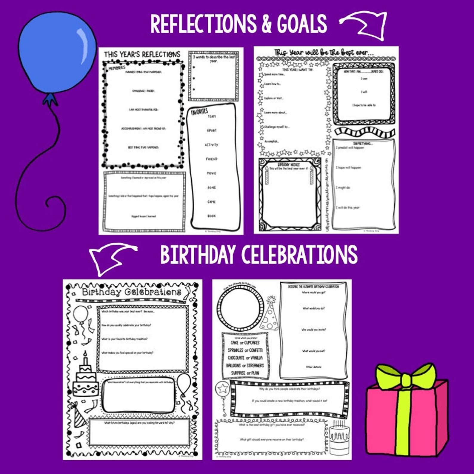 Kids Birthday Activity Journal: Reflection & Memory Book (digital ...