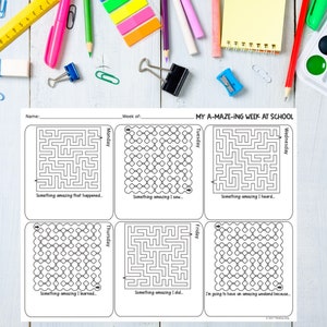 Printable Daily Guided Journal Pages for Kids - SET 3 Mazes - Journal ...