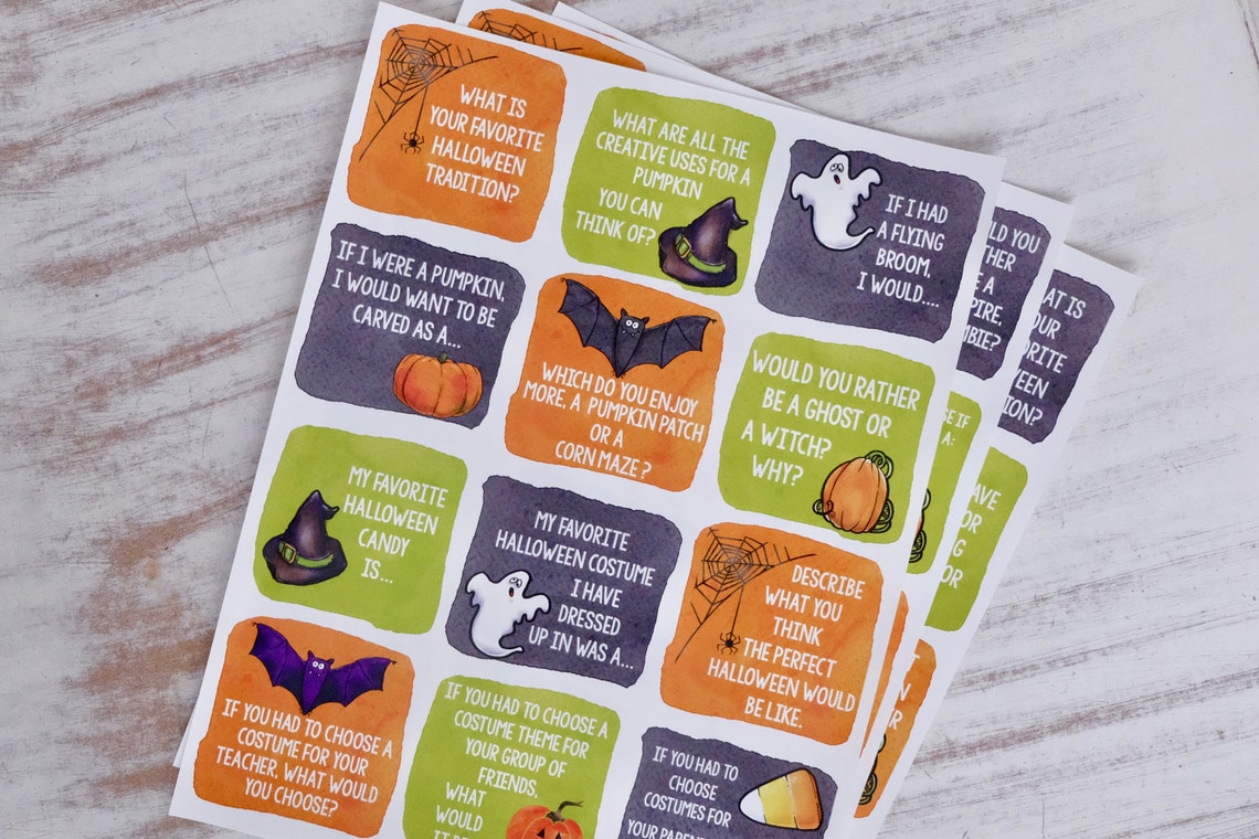 Halloween Conversation Starters Printable Party Activity | Etsy