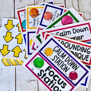 Calm Down Station: Classroom Decor, Grounding Technique Cards (3 PDF ...