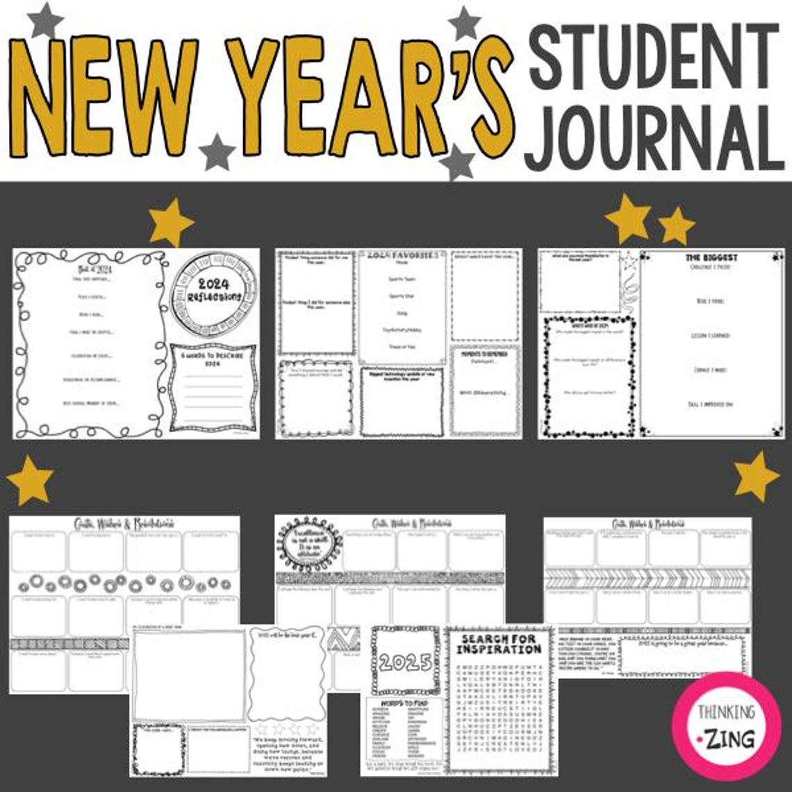 Printable New Year's Journal for Kids Guided Activity Pages for ...