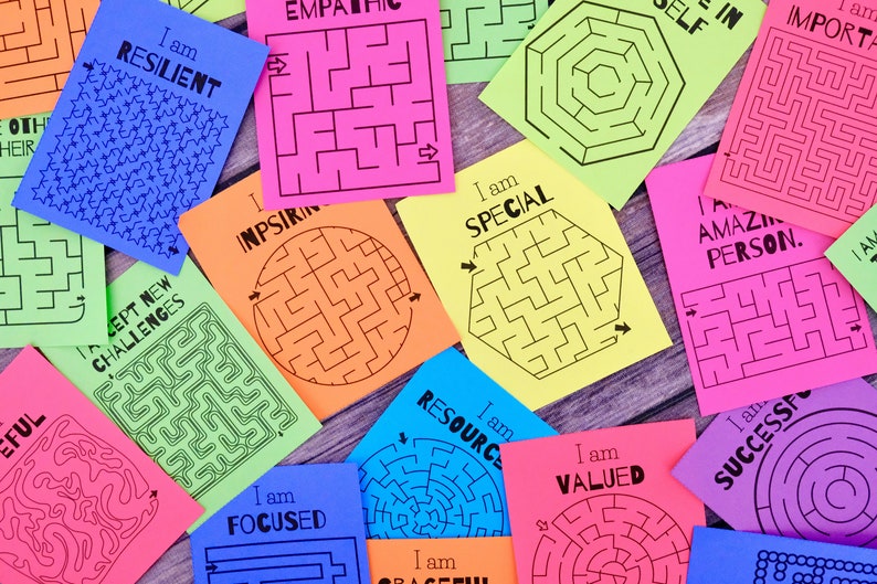 Affirmation Maze Cards, Kids Mazes, Maze Puzzles, Inspirational ...