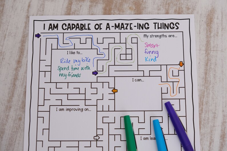 Positivity Mazes: Inspirational Activity for Kids (digital Download) - Etsy