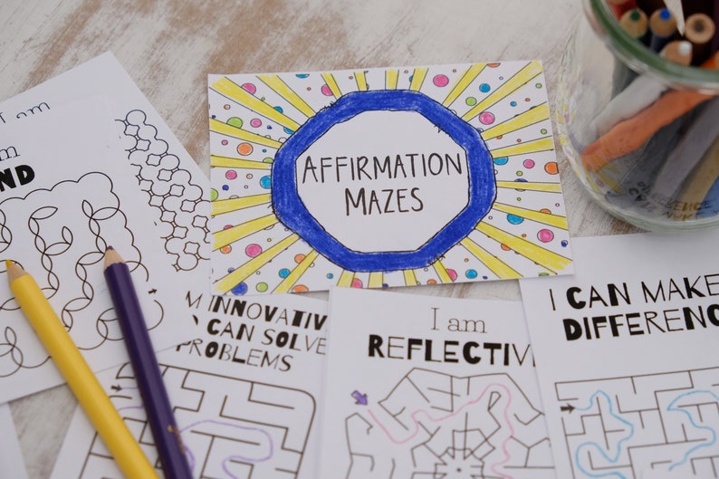 Affirmation Maze Cards, Kids Mazes, Maze Puzzles, Inspirational ...