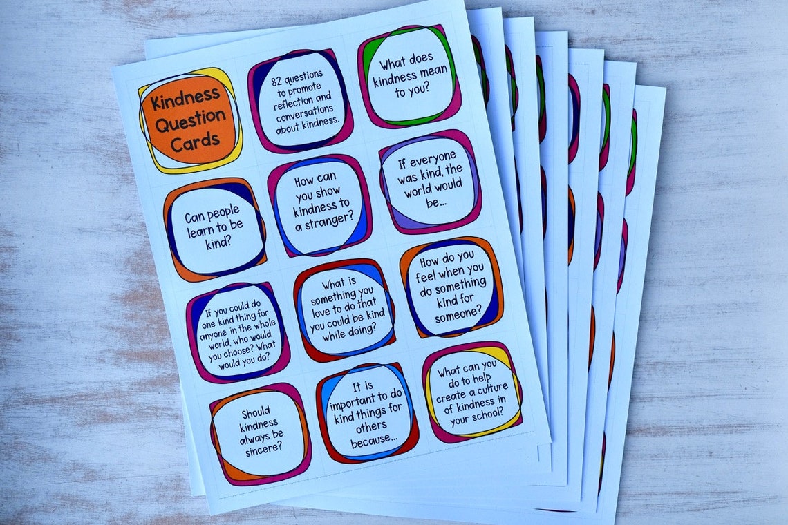 Kindness Conversation Starter Cards: 82 Printable Questions (PDF) - Etsy