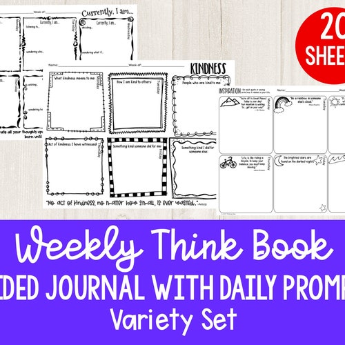 Printable Daily Guided Journal Pages for Kids SET 1 Journal | Etsy