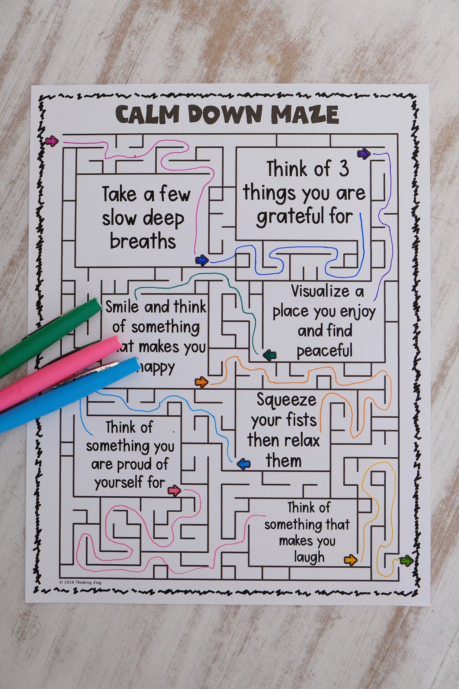 Mindfulness Mazes, Emotions and Feelings Activity for Kids, Calm Down ...