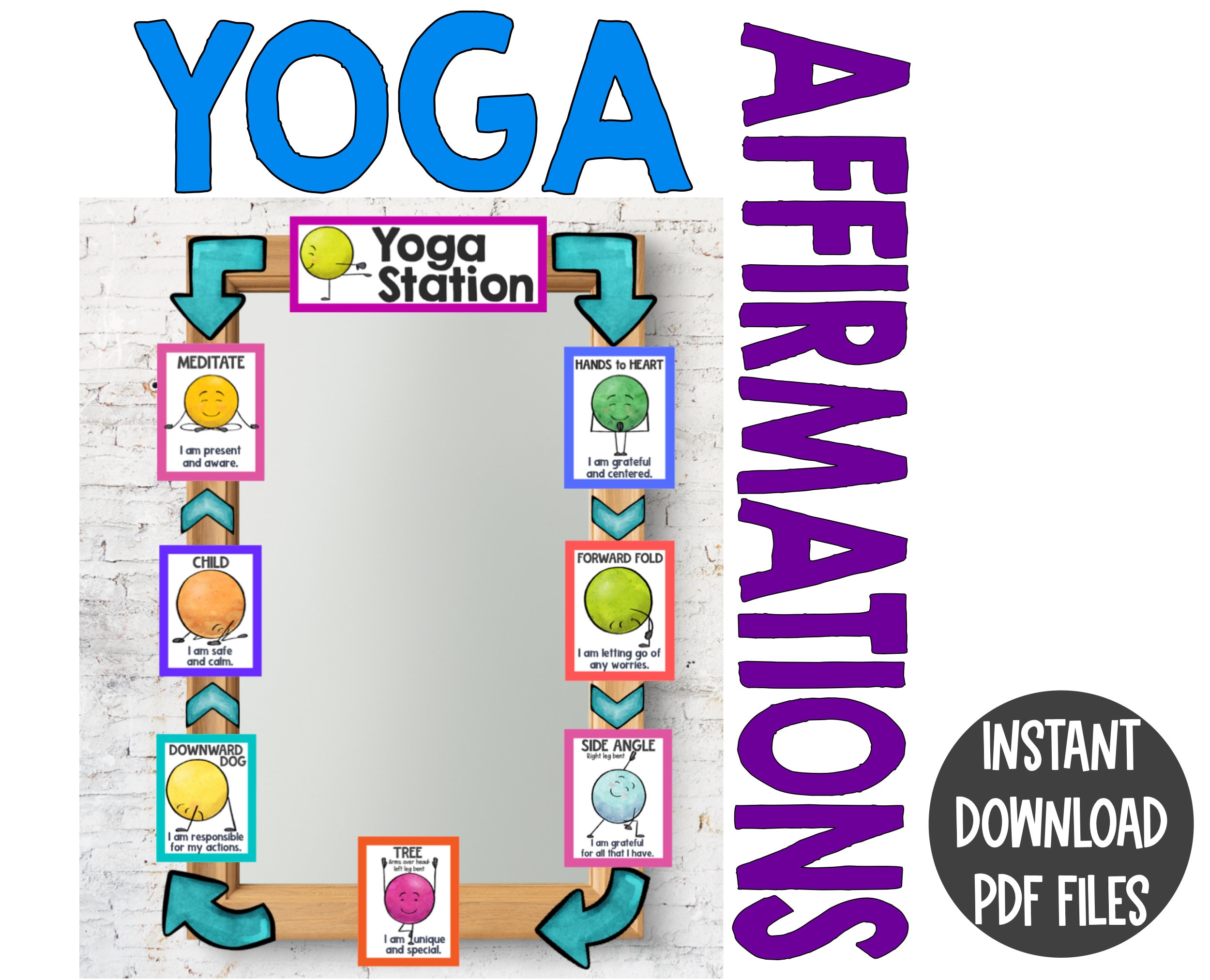 Kids Yoga Affirmation Station Calm Down Station Mindfulness - Etsy