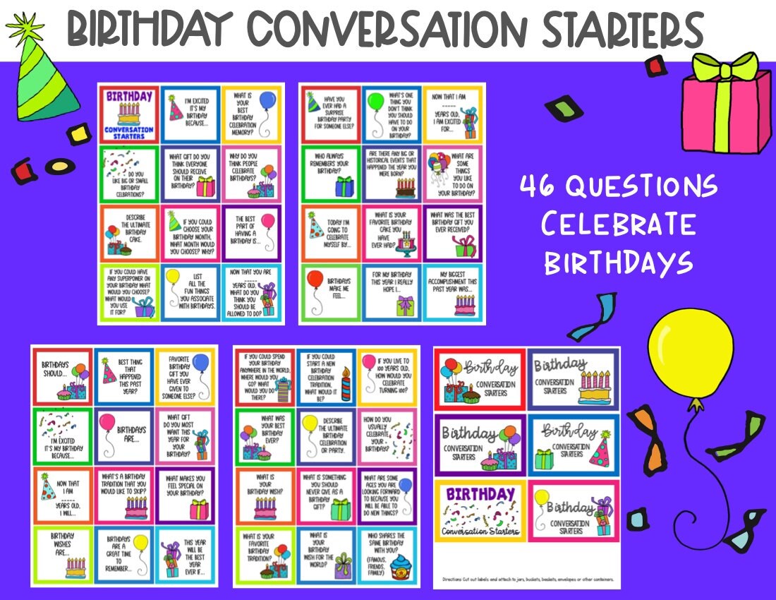 Birthday Conversation Starters for Birthday Parties and Celebrations ...
