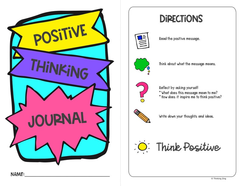 Positive Thinking Journaling Pages for Kids - Reflection and ...