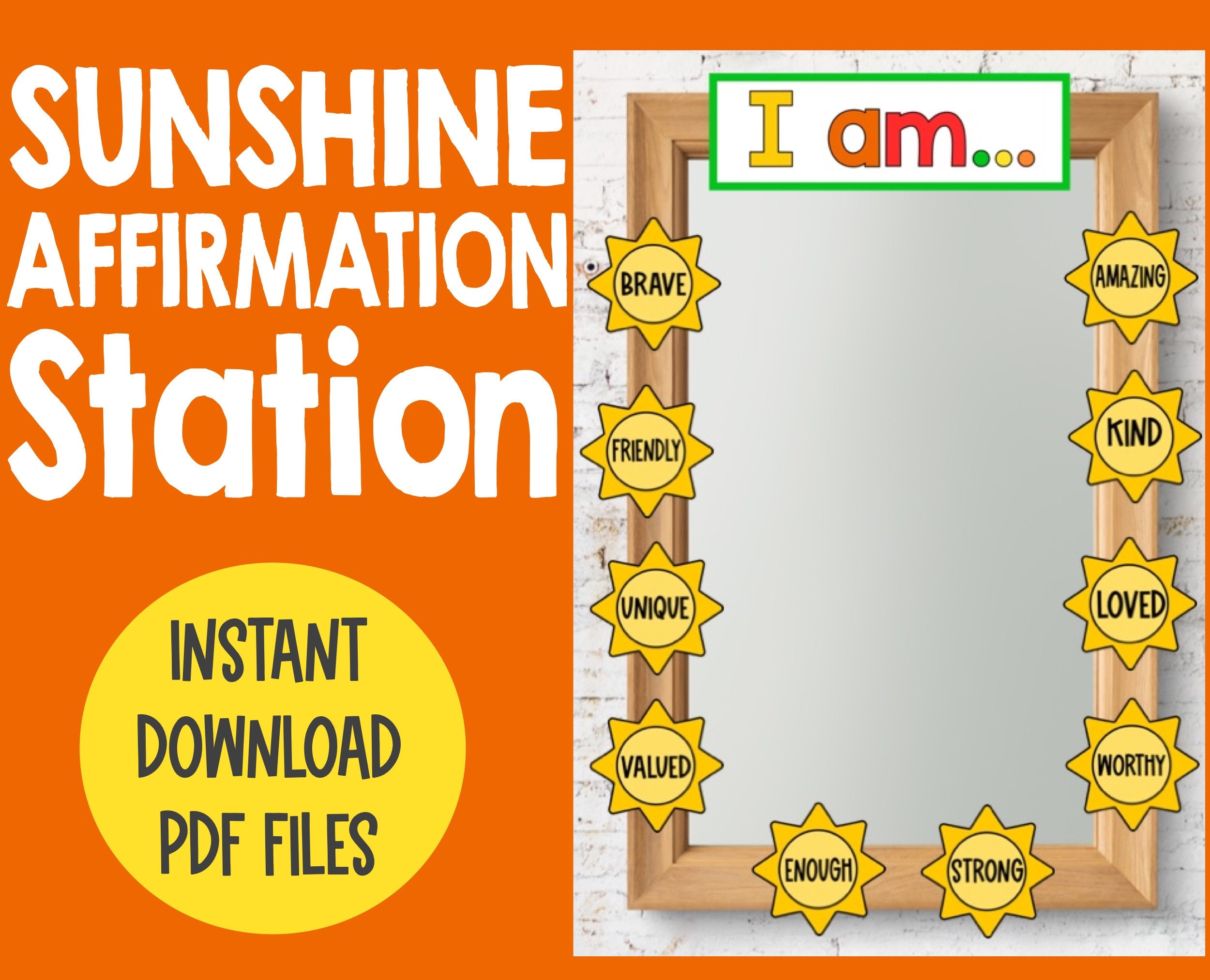 Sunshine Affirmation Station: Classroom Mirror Decor (digital Download ...