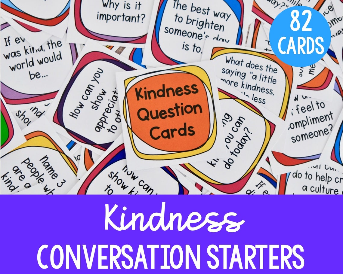 Kindness Conversation Starter Cards: 82 Printable Questions (PDF) - Etsy