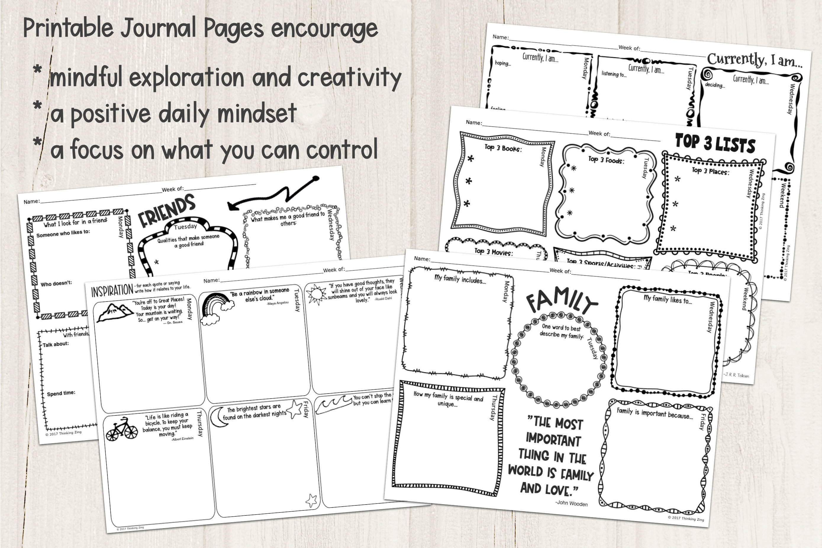 Printable Daily Guided Journal Pages for Kids SET 1 Journal Prompts for ...