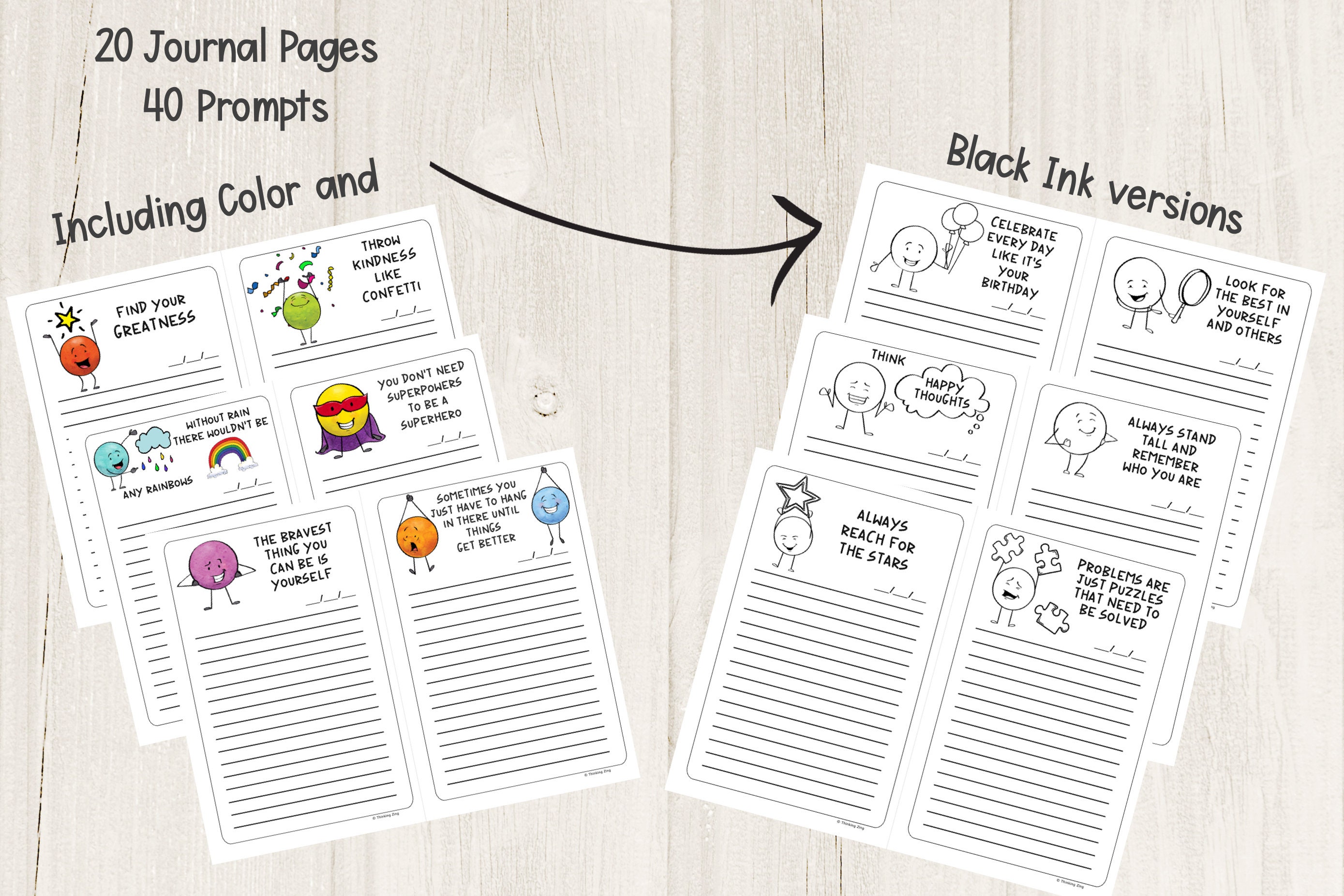 Printable Positive Thinking Journal for Kids Reflection and Mindfulness ...