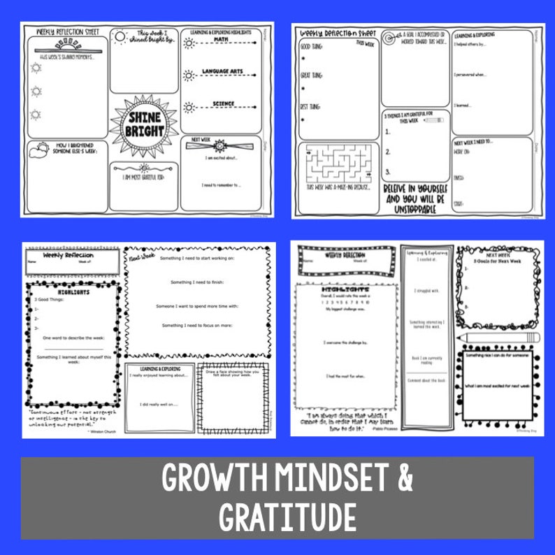 Weekly Learning Reflection Sheets - Weekly Exit Tickets - Mindfulness ...