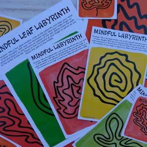 Leaf Labyrinths Mindfulness Posters and Cards Breathing - Calming Cards ...