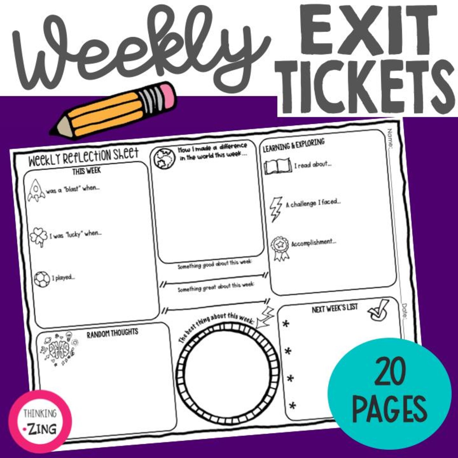 Weekly Learning Reflection Sheets: Student Exit Tickets (digital ...