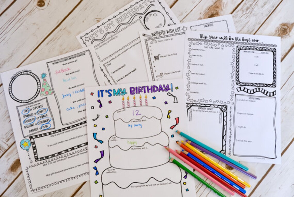 Kids Birthday Activity Journal: Reflection & Memory Book (digital ...