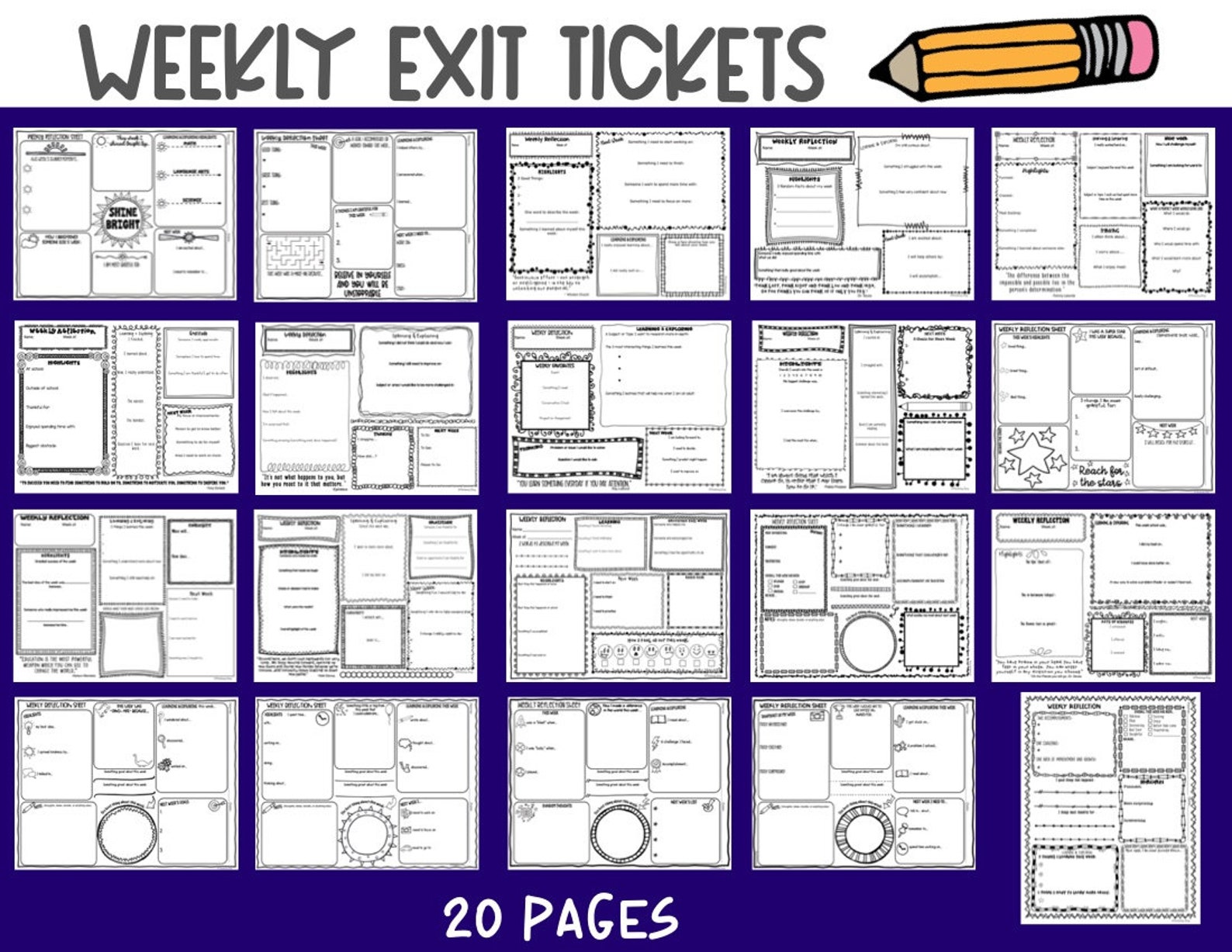 Weekly Learning Reflection Sheets: Student Exit Tickets (digital ...