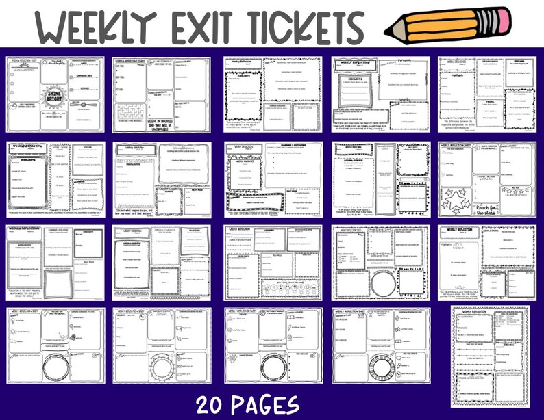 Weekly Learning Reflection Sheets Weekly Exit Tickets - Etsy