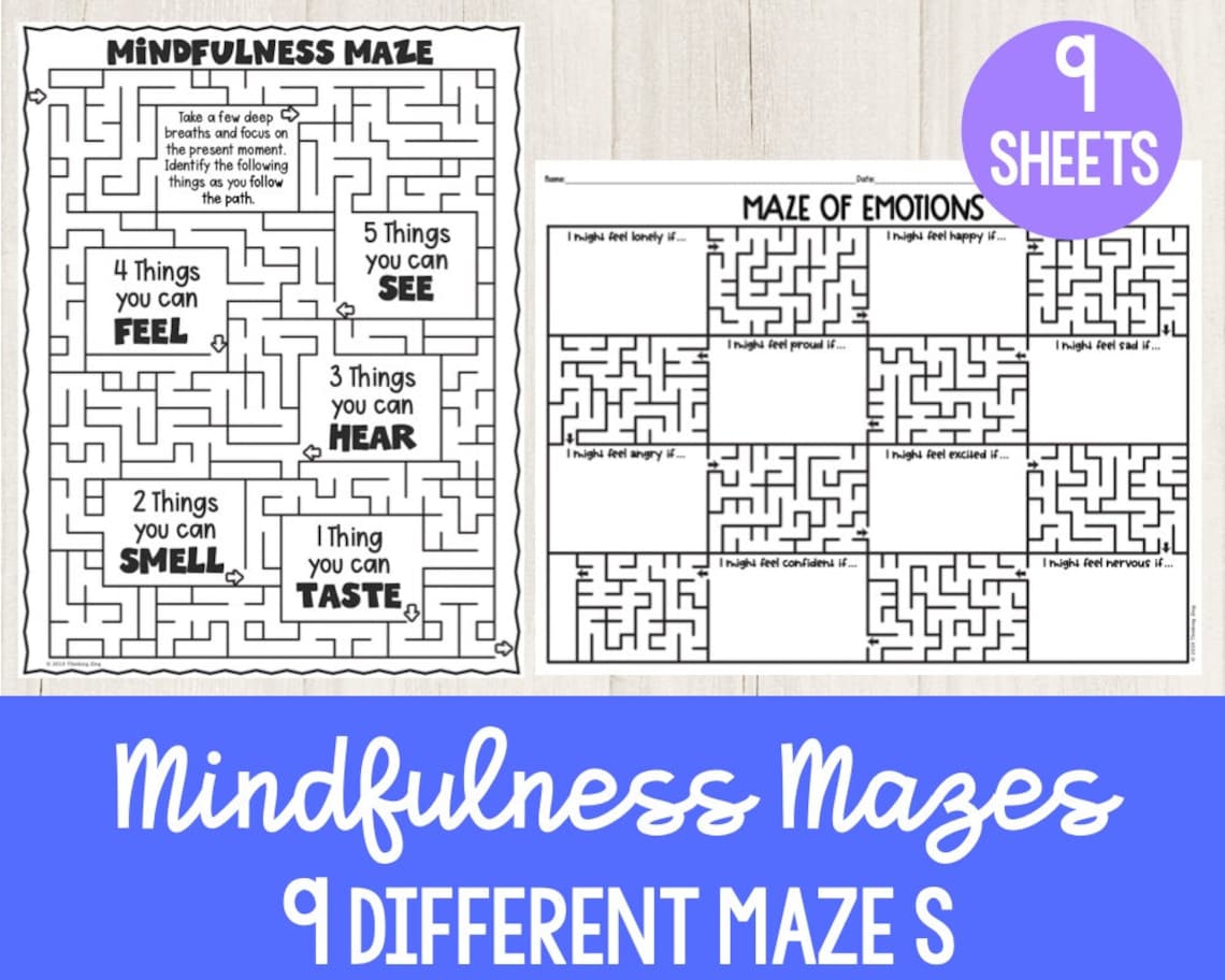 Mindfulness Mazes, Emotions and Feelings Activity for Kids, Calm Down ...