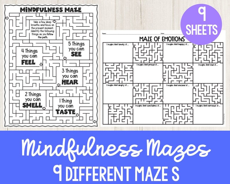 Mindfulness Mazes, Emotions and Feelings Activity for Kids, Calm Down ...