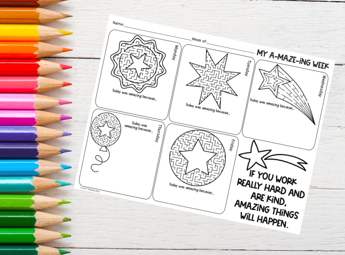 Printable Kids Daily Journal: Set 3 Mazes, Creative Prompts (PDF) - Etsy