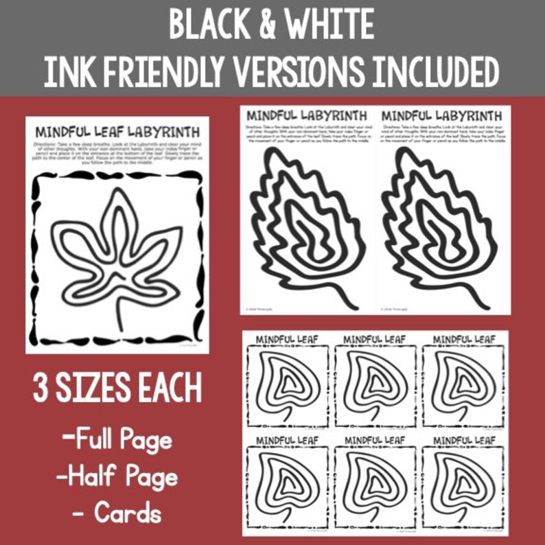 Leaf Labyrinths Mindfulness Posters and Cards Breathing - Calming Cards ...