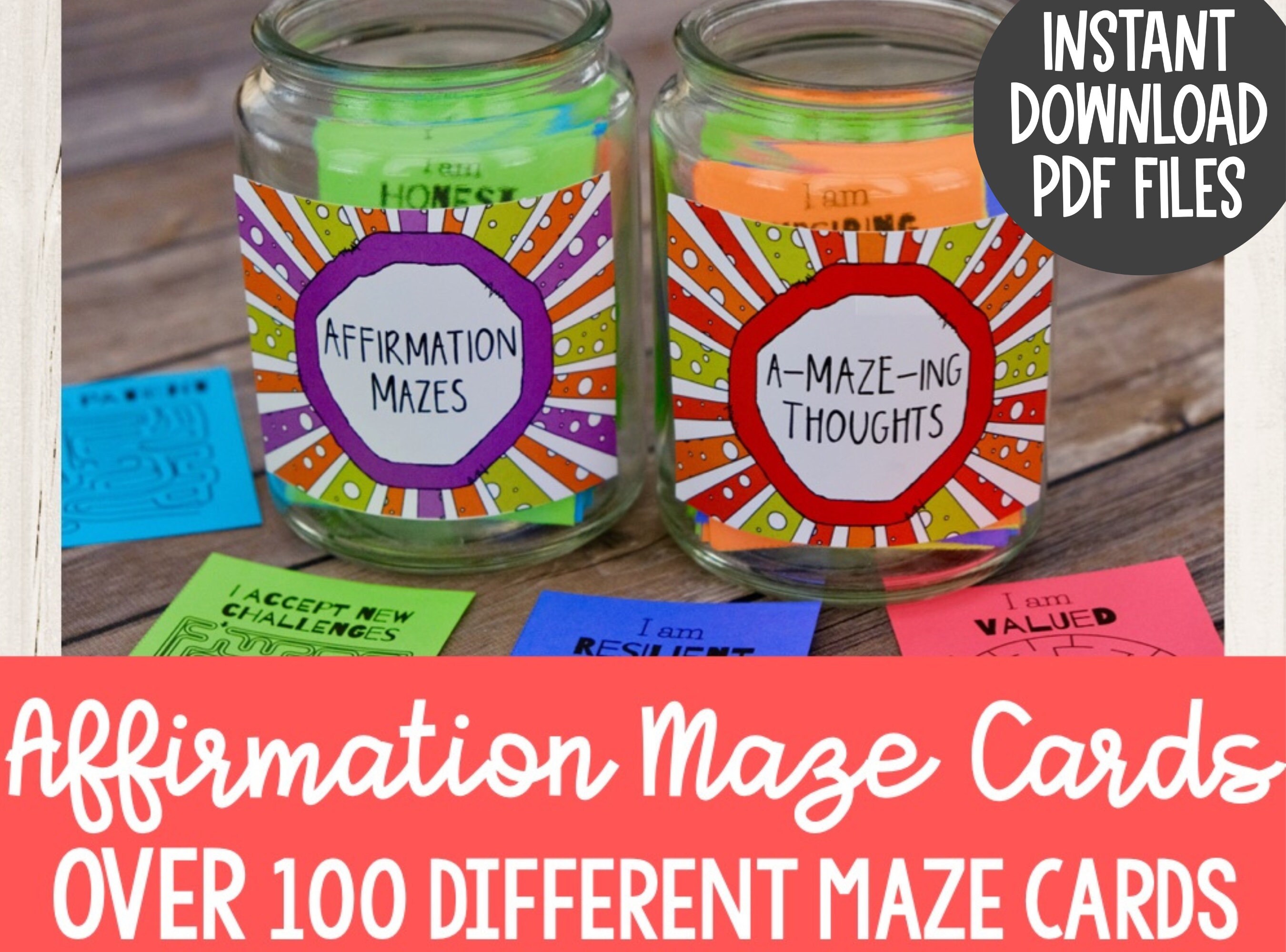 Affirmation Maze Cards, Kids Mazes, Maze Puzzles, Inspirational ...