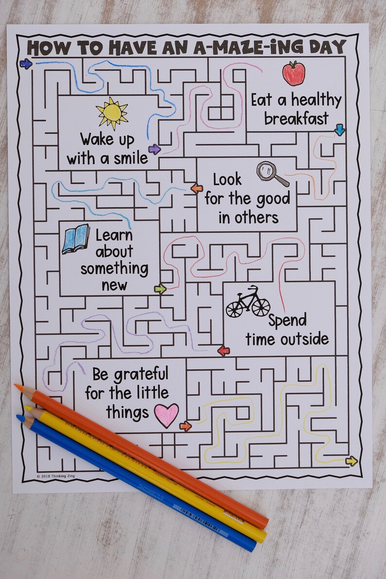 Positivity Mazes: Inspirational Activity for Kids (digital Download) - Etsy