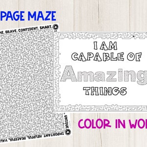 Affirmation Printable Mazes, Positive Thinking and Mindfulness Activity ...