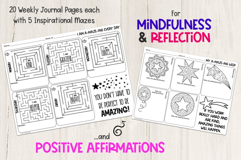 Printable Kids Daily Journal: Set 3 Mazes, Creative Prompts (PDF) - Etsy