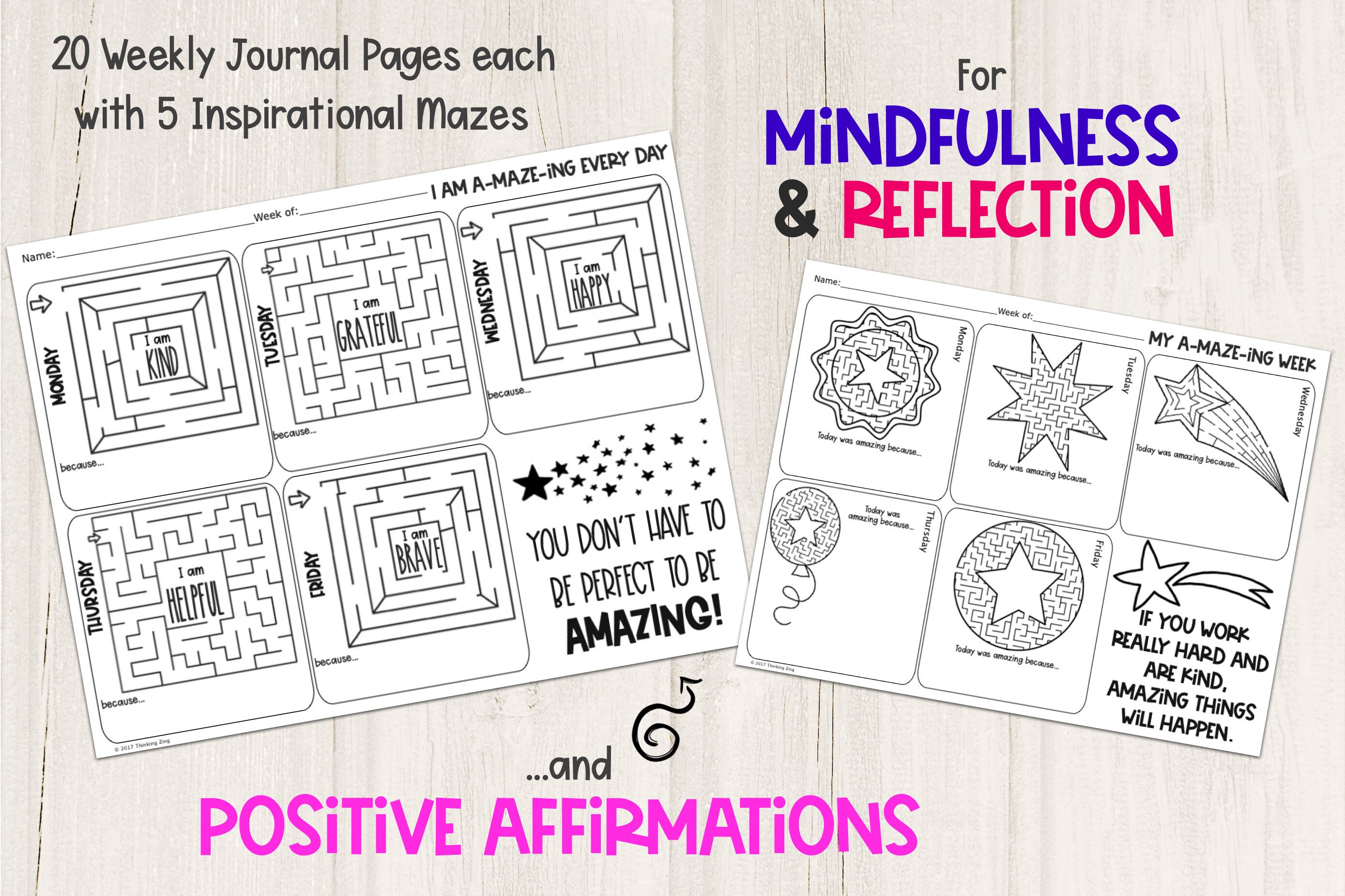 Printable Daily Guided Journal Pages for Kids SET 3 Mazes - Etsy