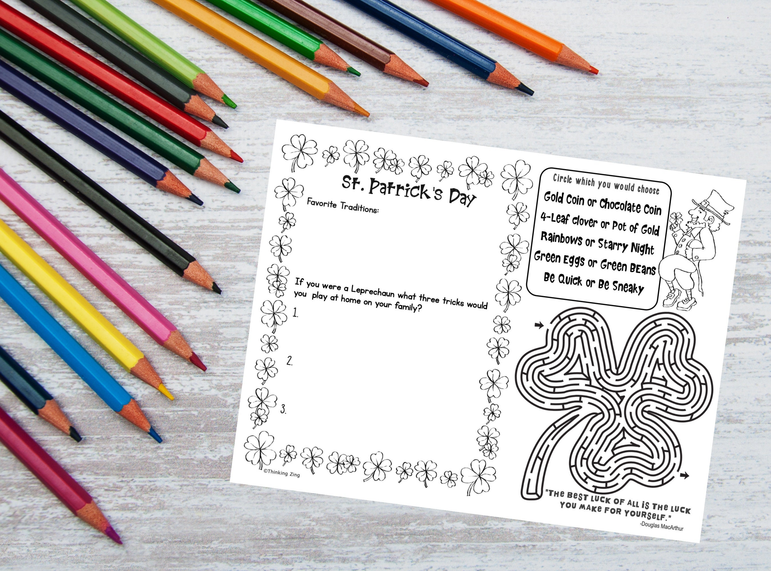 Printable Guided Journal for Kids - St Patrick's Day Activity Pages for ...