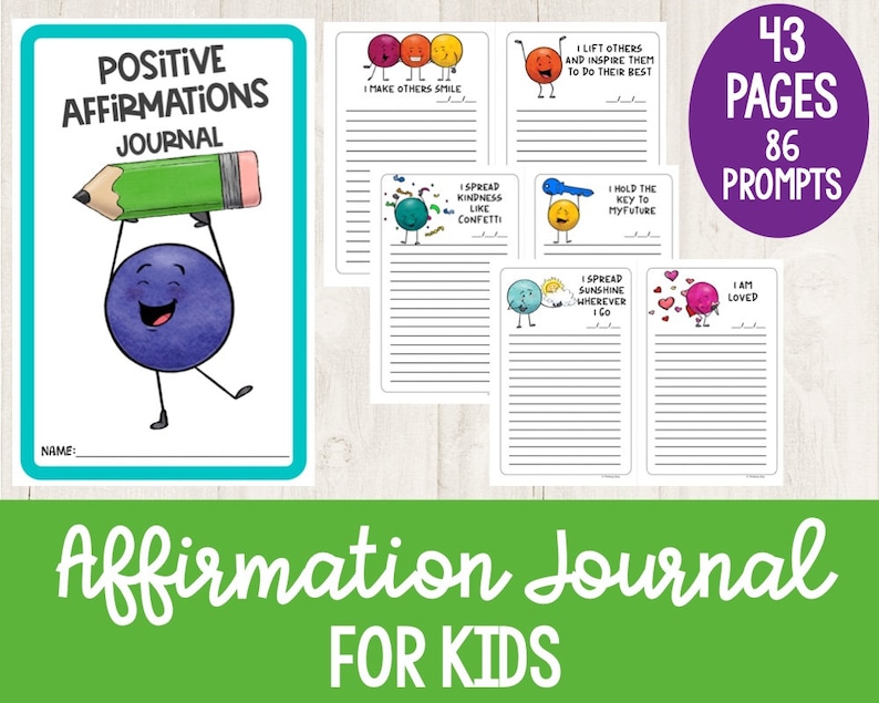 Affirmation Journal for Kids: Mindfulness & Positivity Prompts (digital ...