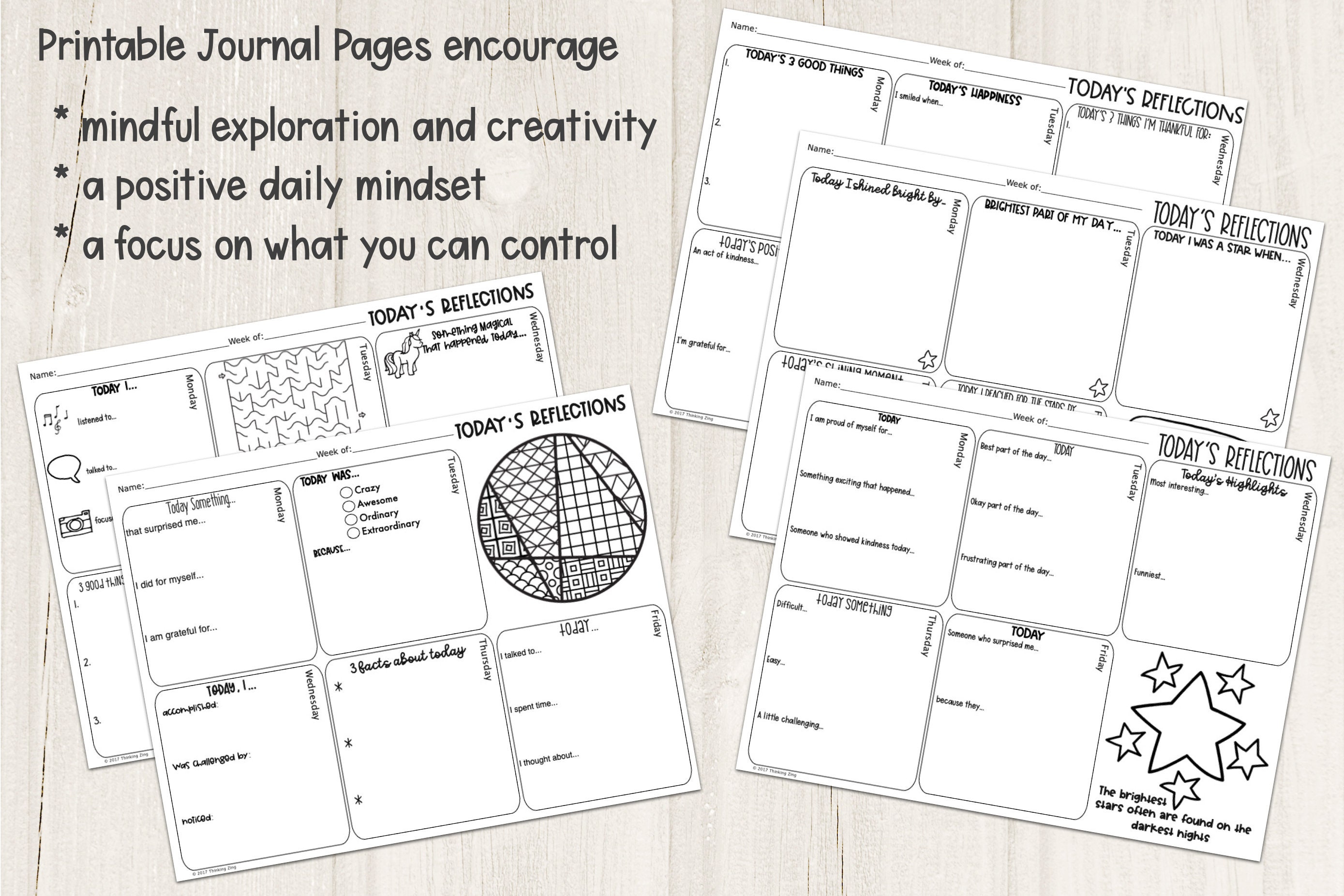 Kids' Daily Reflection Journal: Mindfulness Prompts (digital Download ...
