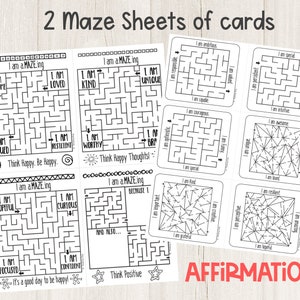 Affirmation Printable Mazes, Positive Thinking and Mindfulness Activity ...