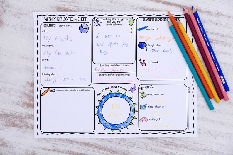 Weekly Learning Reflection Sheets - Weekly Exit Tickets - Mindfulness ...